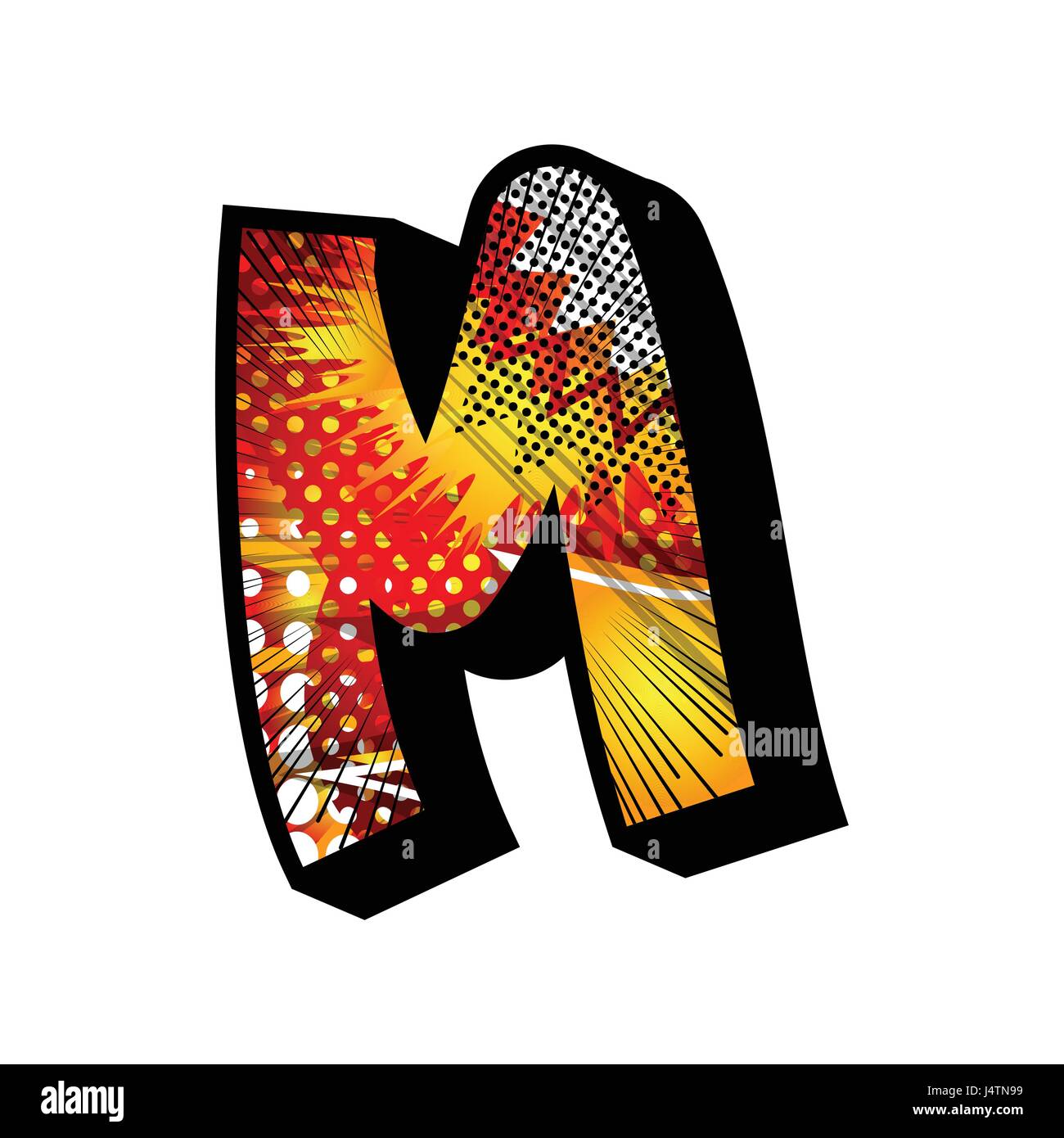 Letter M filled with comic book explosion, background Stock Vector ...