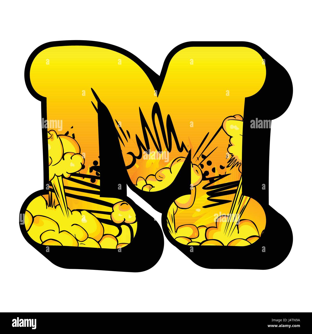 Letter M filled with comic book explosion, background Stock Vector ...