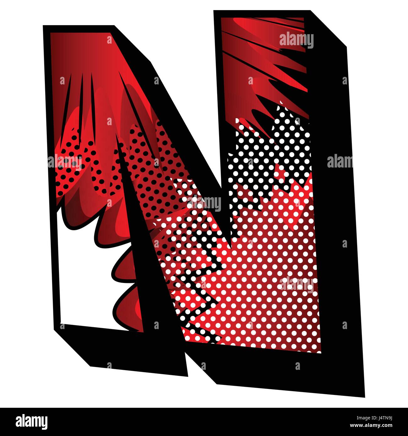 Letter N filled with comic book explosion, background Stock Vector ...