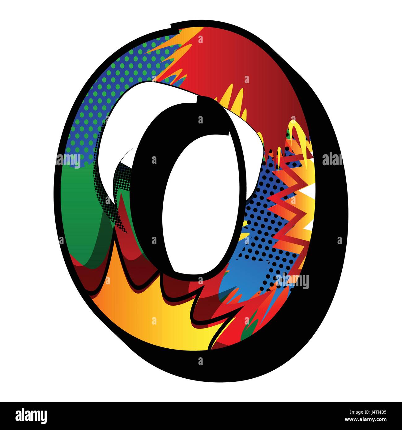 Letter O filled with comic book explosion, background Stock Vector ...