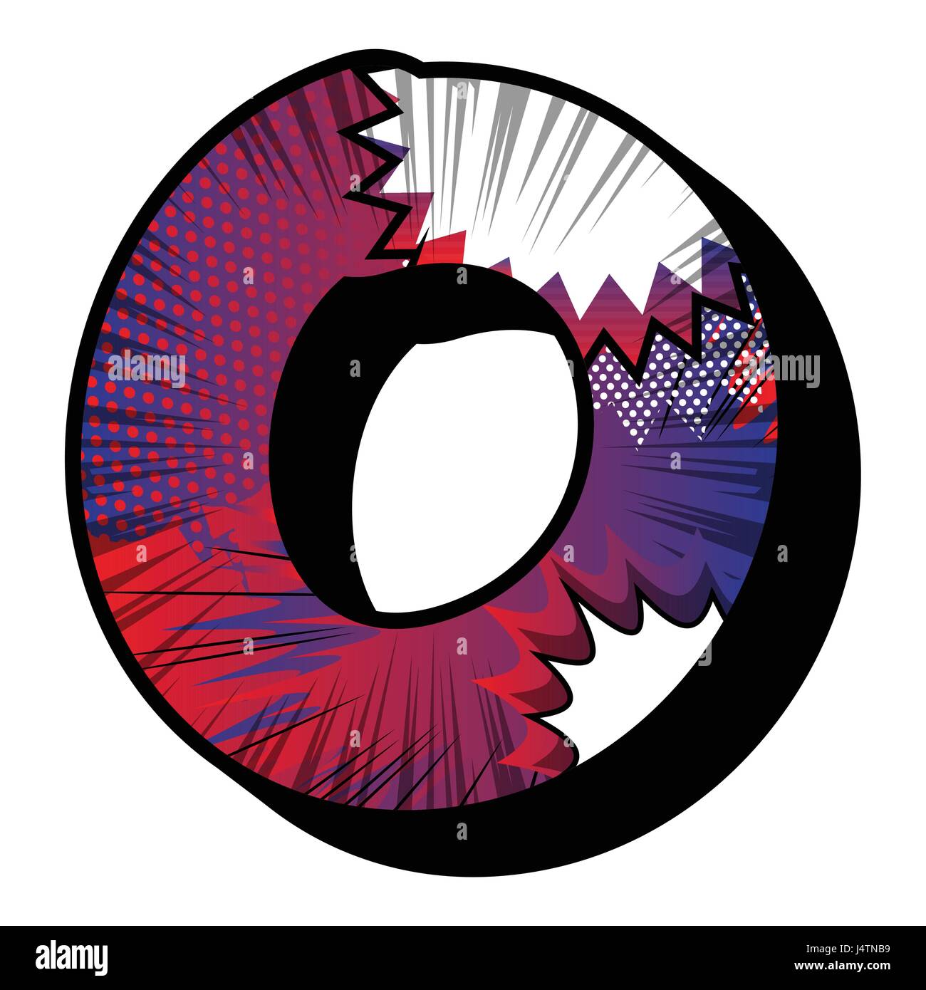 Letter O filled with comic book explosion, background Stock Vector ...