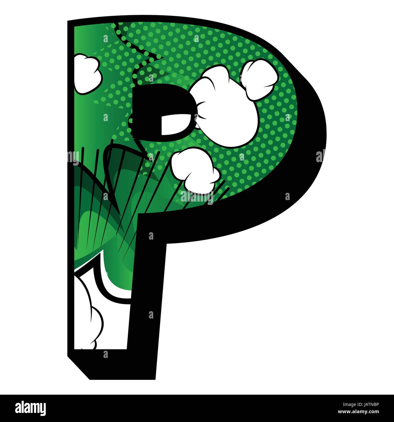 Letter P filled with comic book explosion, background Stock Vector ...