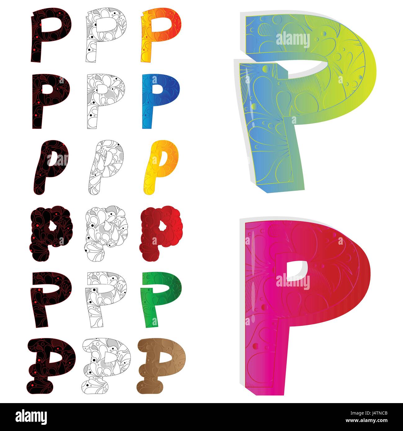 Floral Font Letter P Stock Vector Images - Alamy