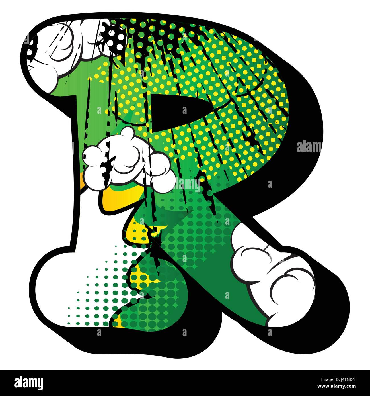 Letter R filled with comic book explosion, background Stock Vector ...