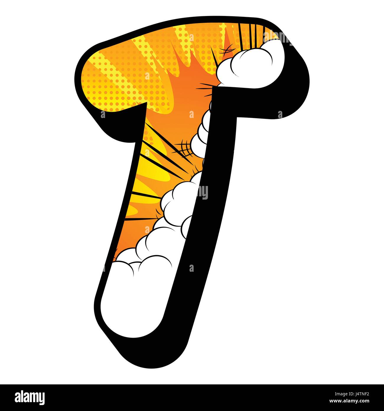 Letter T filled with comic book explosion, background Stock Vector ...