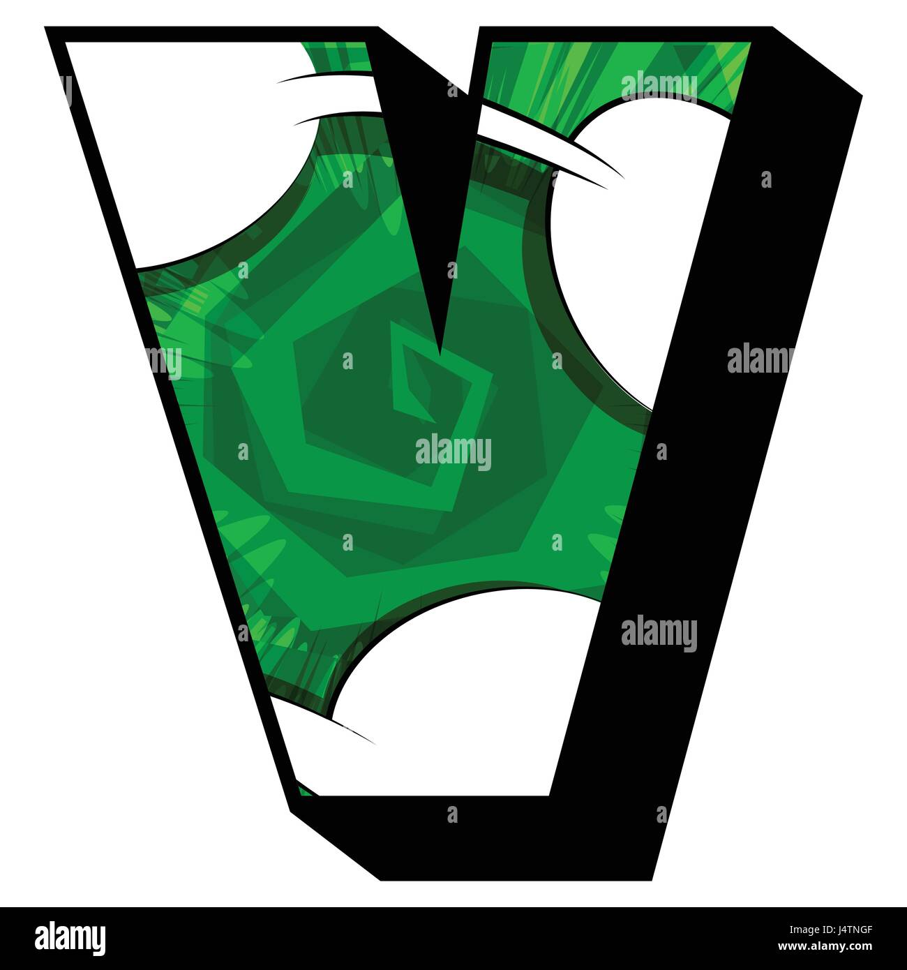 Letter V filled with comic book explosion, background Stock Vector ...