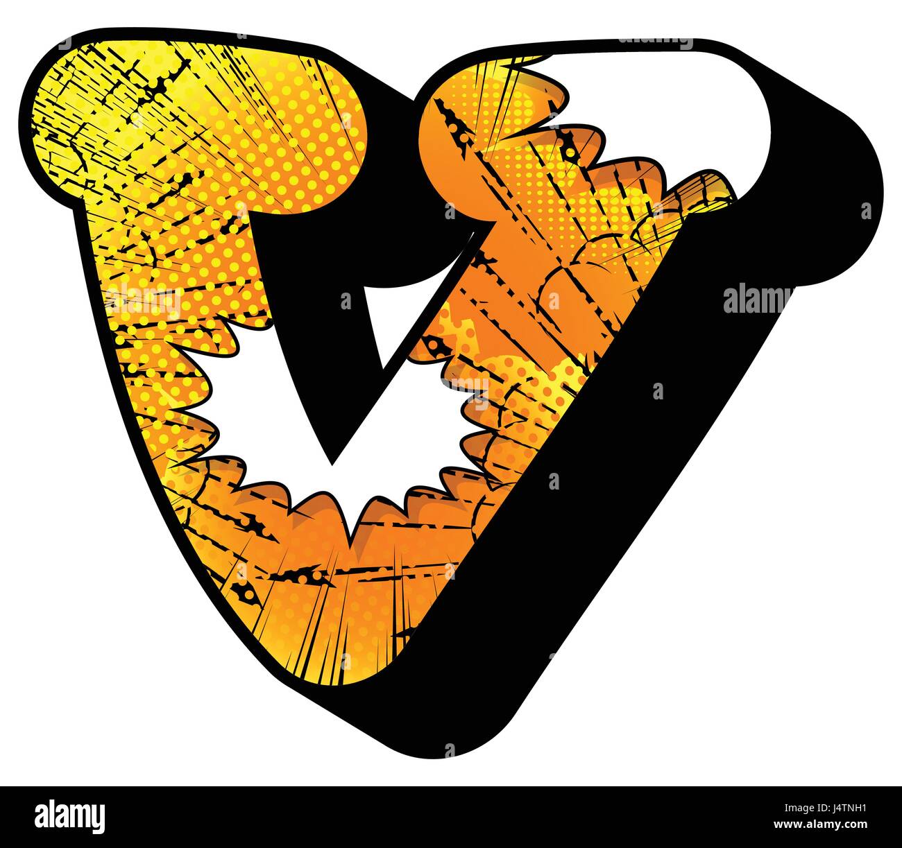 Letter V filled with comic book explosion, background Stock Vector ...