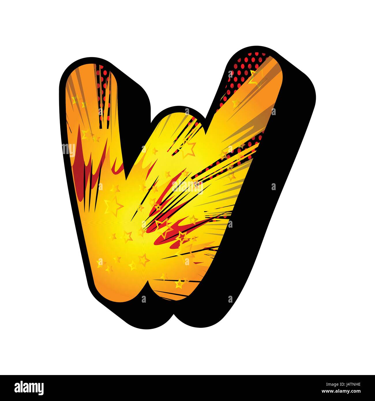 Letter W filled with comic book explosion, background Stock Vector ...