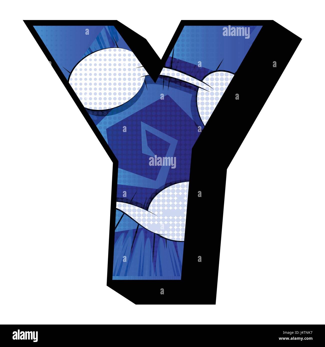 Letter Y filled with comic book explosion, background Stock Vector ...
