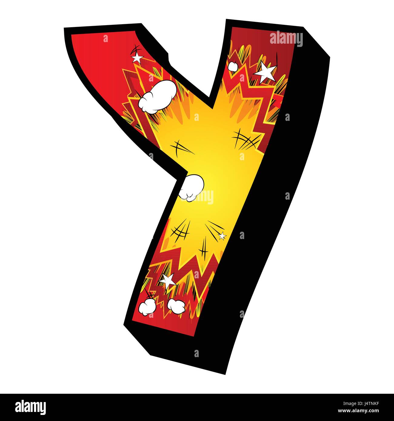 Letter Y filled with comic book explosion, background Stock Vector ...