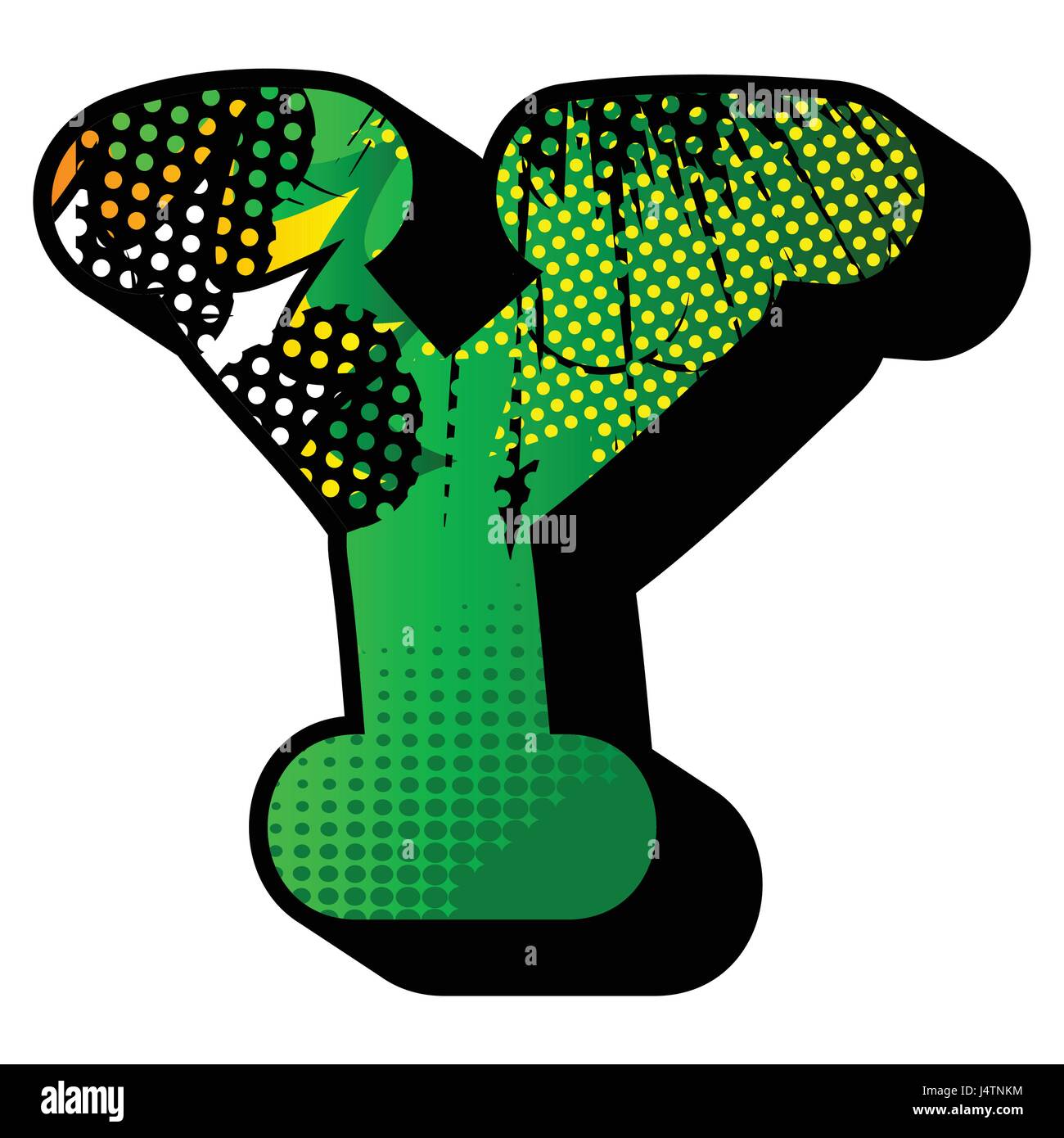 Letter Y filled with comic book explosion, background Stock Vector ...