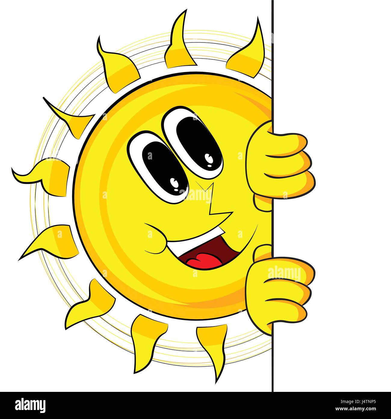 Happy Sun With Banner. Mascot Character. Vector Illustration Retro ...
