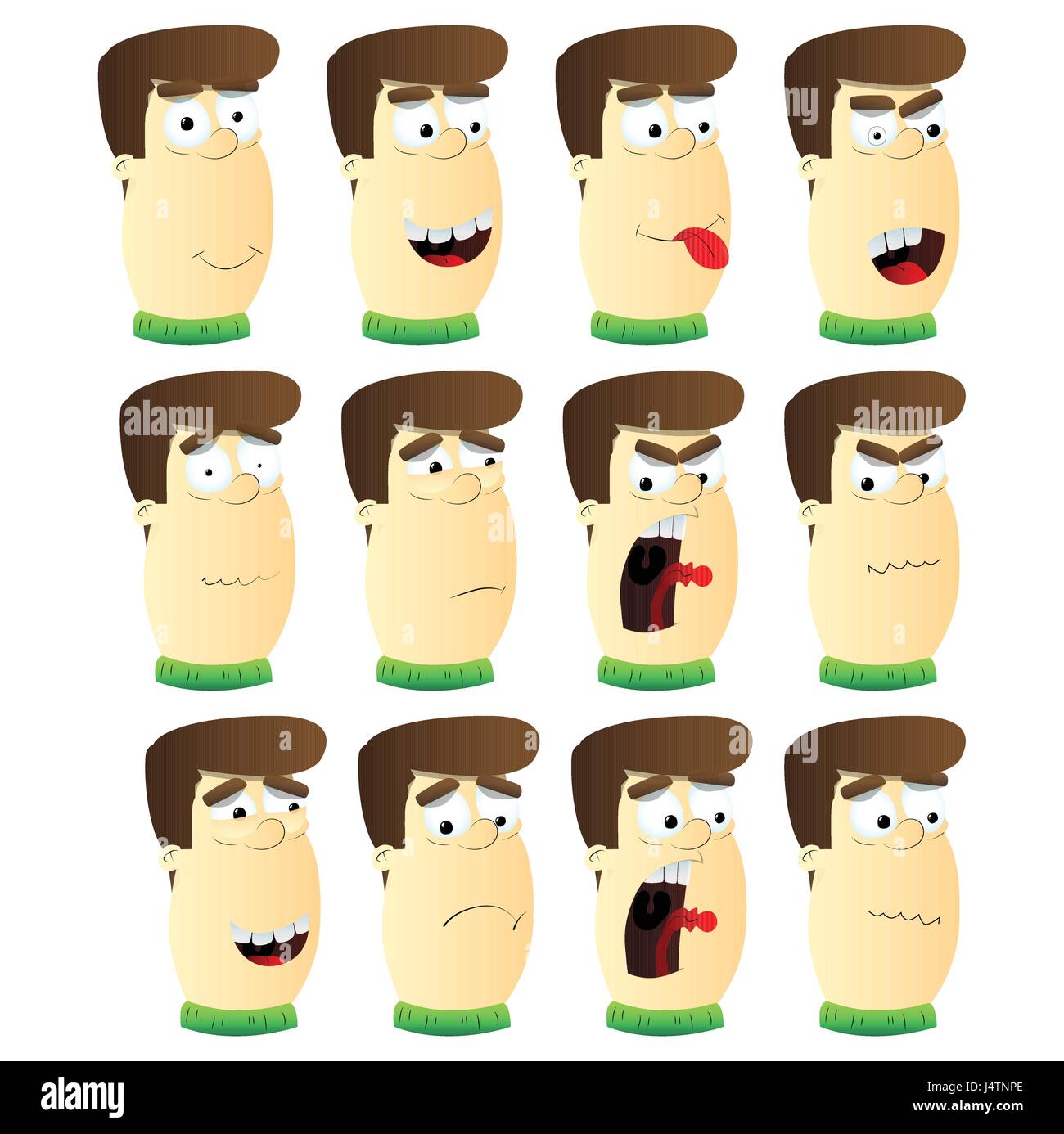 Vector Illustrated Cartoon Male Emotion face set Stock Vector Image ...