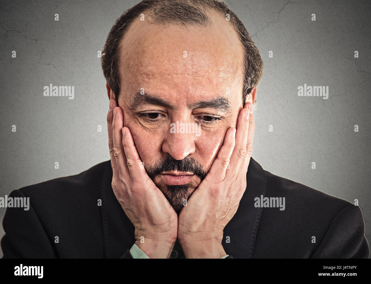 Closeup portrait very sad, depressed, alone, disappointed upset man ...