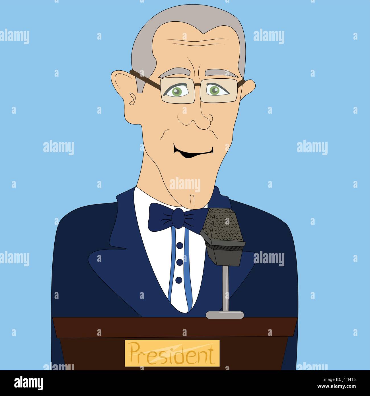 Cartoon confident president giving a speech on a podium Stock Vector ...