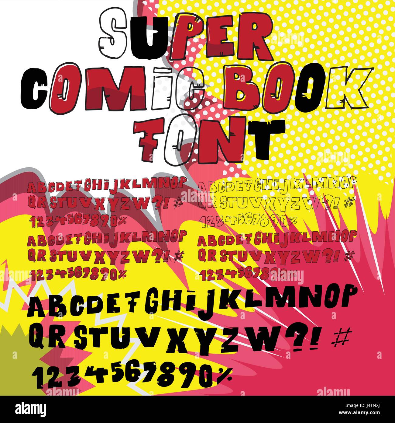 Alphabet in the style of comics and pop art for illustrations, posters ...