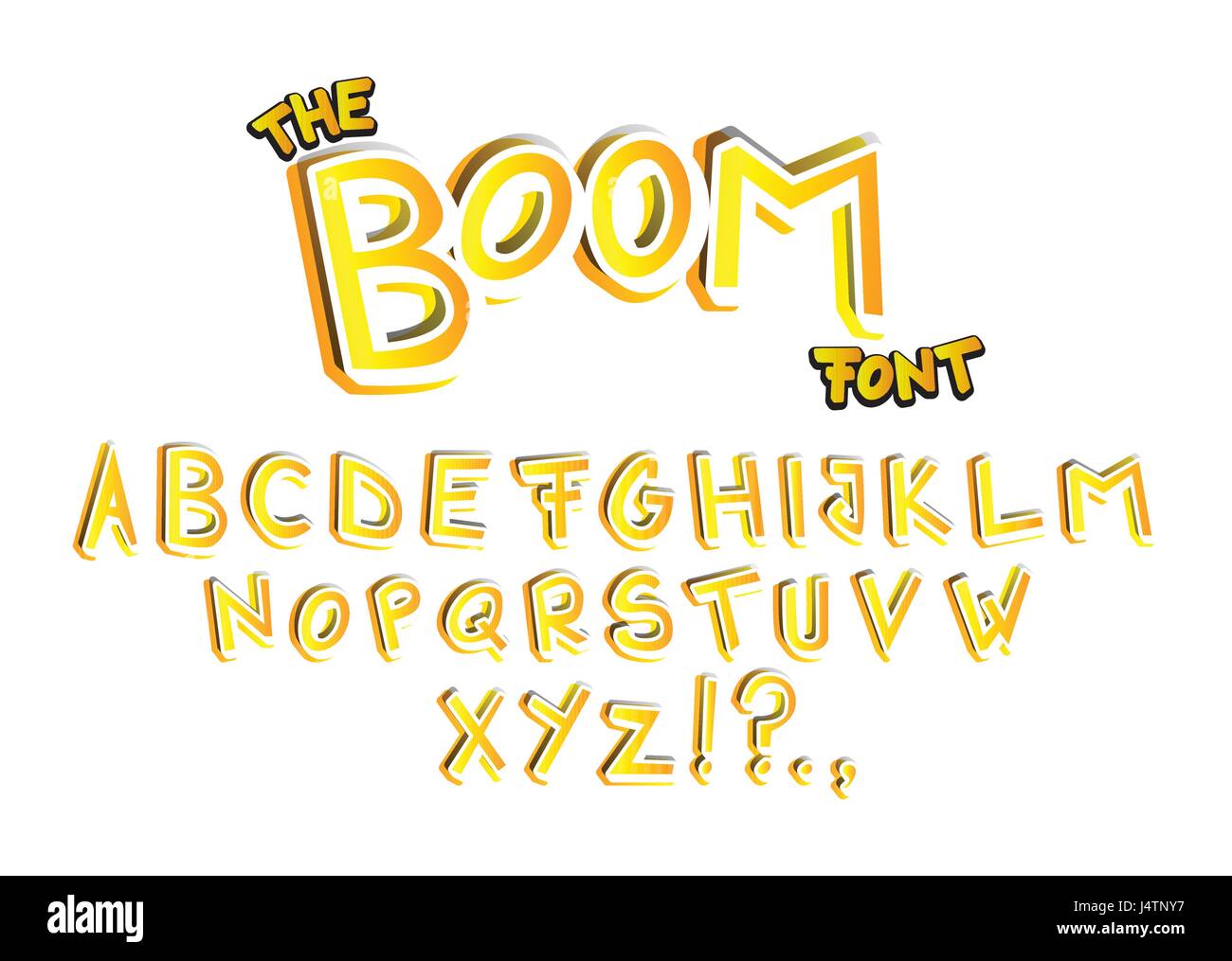 The Boom Font - Vector abstract comic book, cartoon style alphabet ...