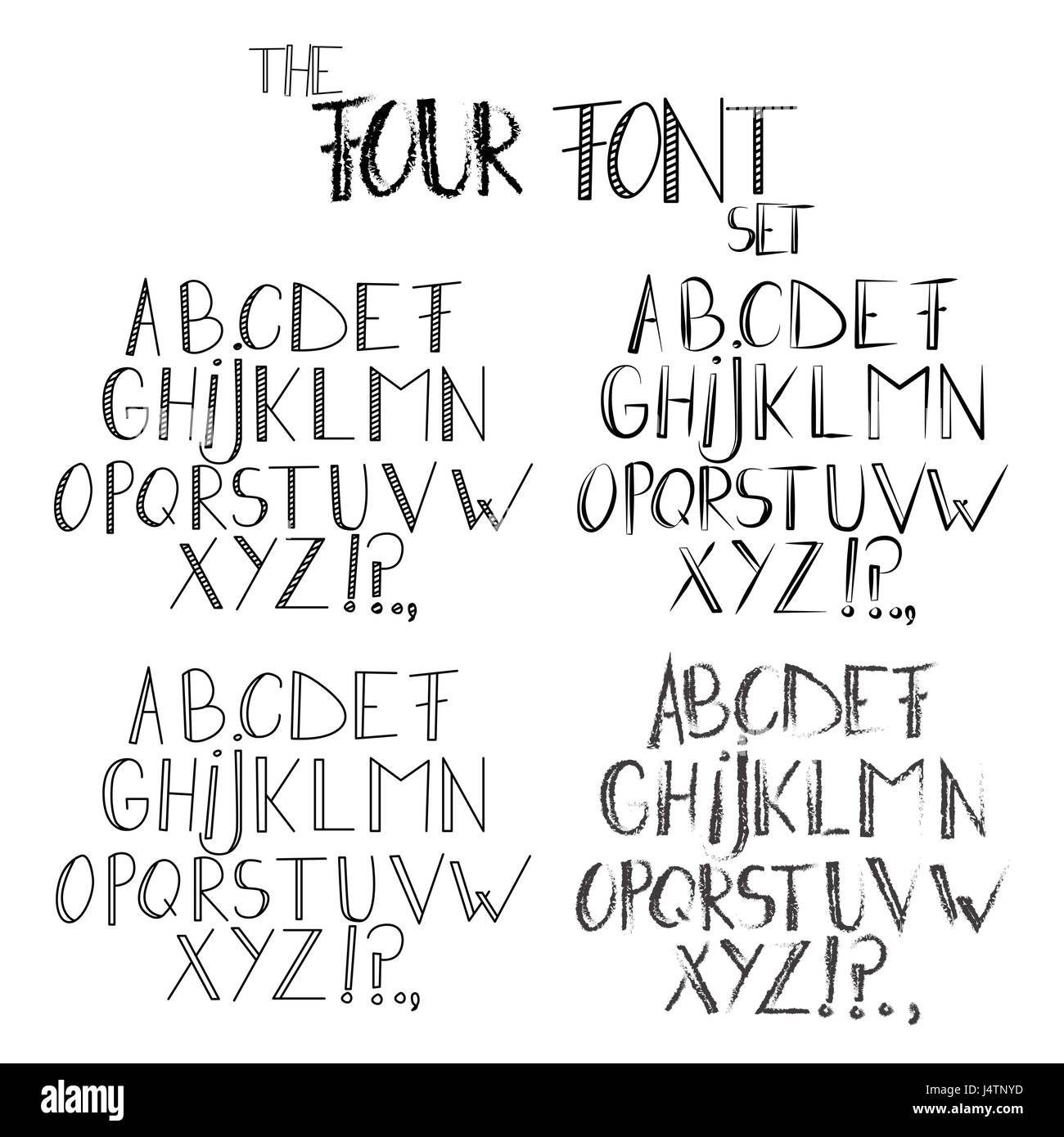 The Four Font - Vector abstract retro cartoon style alphabet Stock ...