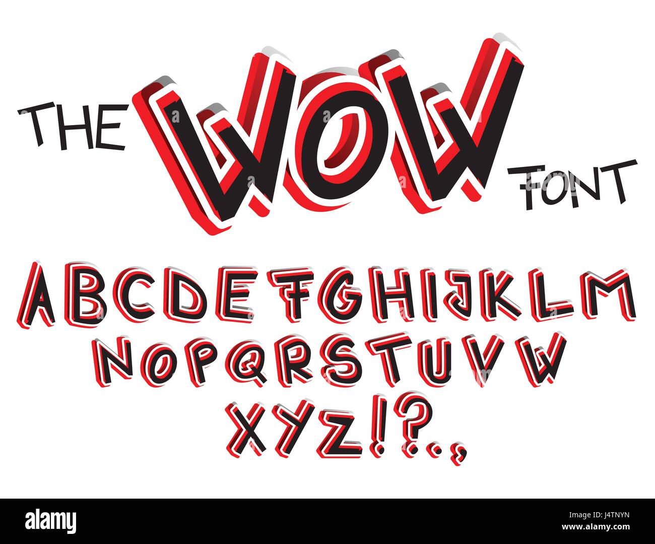 The Wow Font - Vector abstract comic book, cartoon style alphabet Stock ...