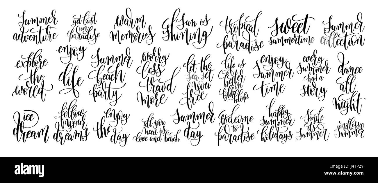 Set handwritten lettering positive quote hi-res stock photography and ...