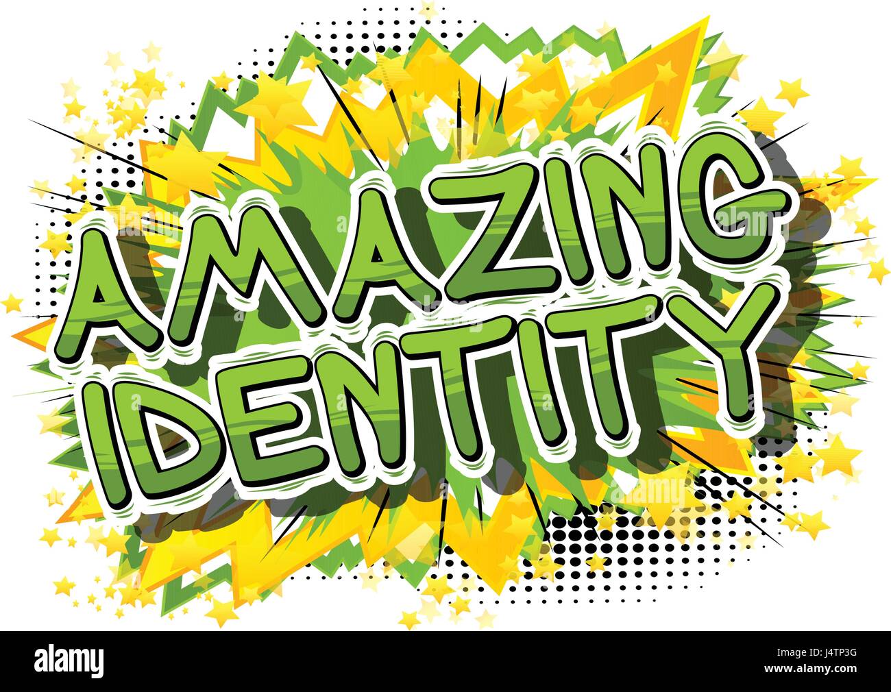 Amazing Identity - Comic book style word on abstract background Stock ...