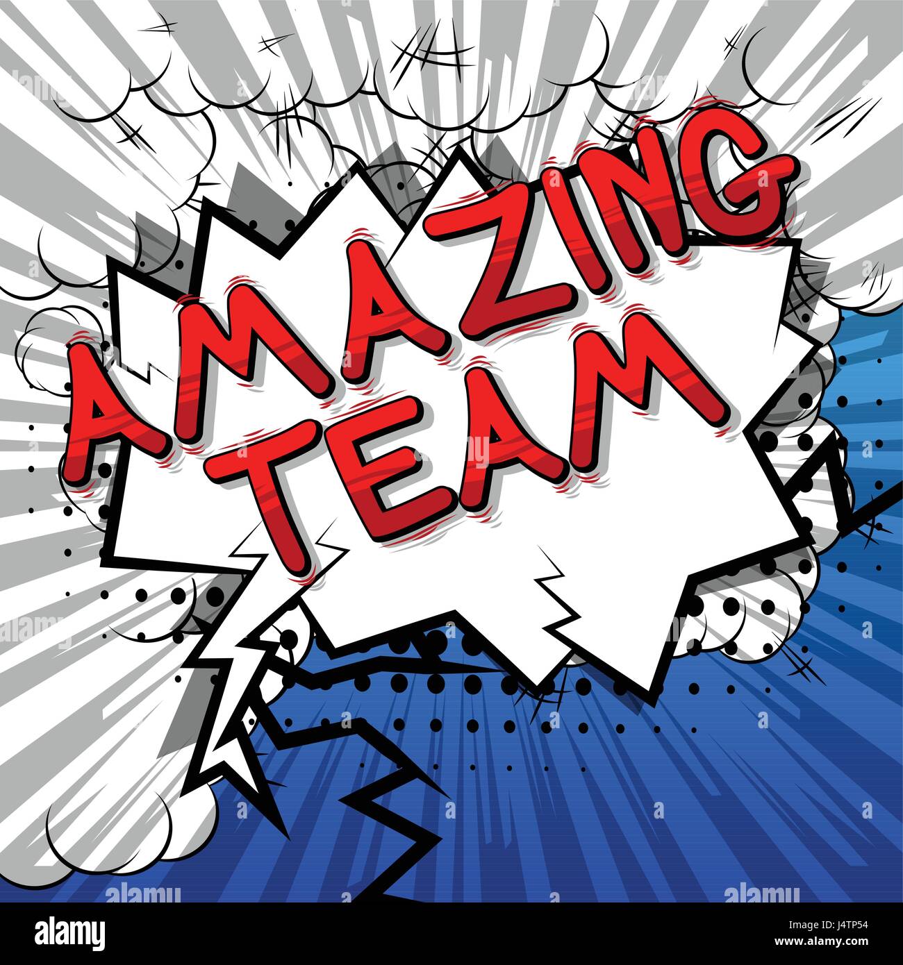 Amazing Team - Comic book style phrase on abstract background Stock ...