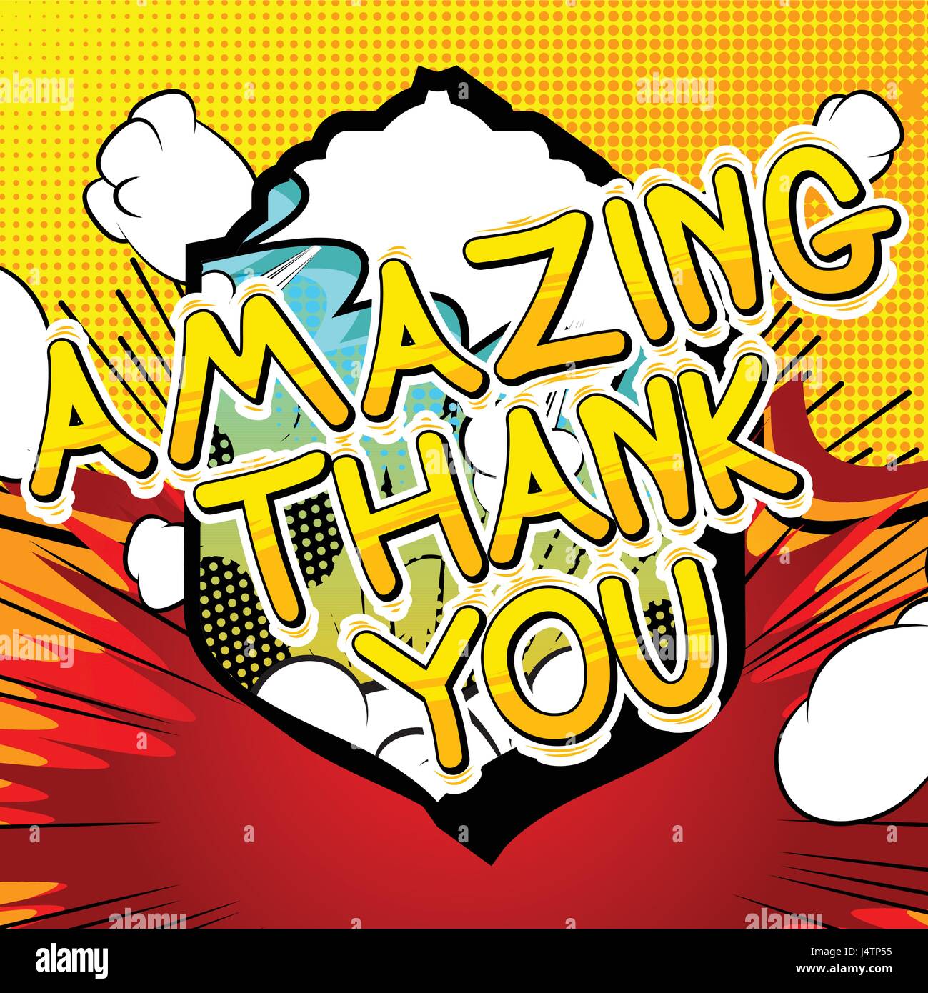 Amazing Thank You - Comic book style word on abstract background Stock ...