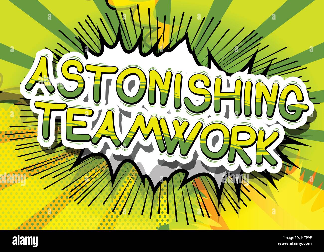 Astonishing Teamwork - Comic book style phrase on abstract background ...