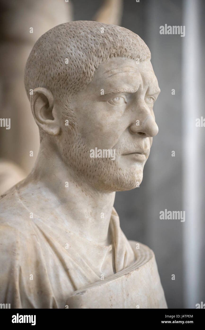 Rome. Italy. Portrait bust of Roman Emperor Philip the Arab (ca. 204 A ...