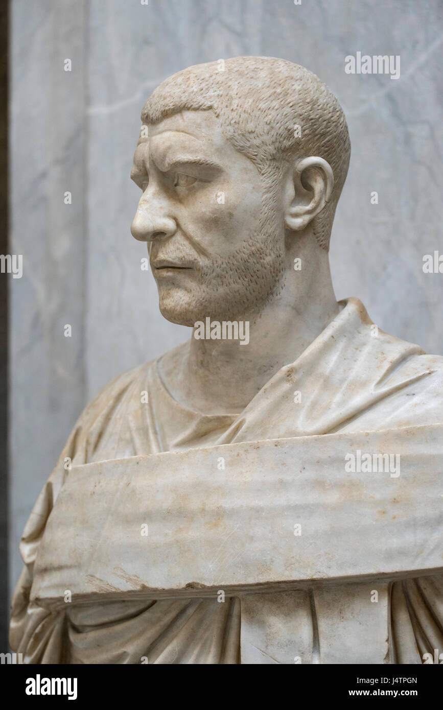 Rome. Italy. Portrait bust of Roman Emperor Philip the Arab (ca. 204 A ...