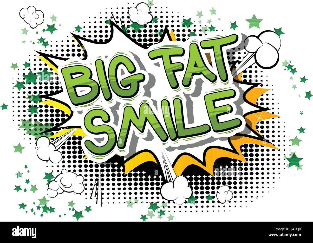 Big Fat Smile - Comic book style word on abstract background Stock ...