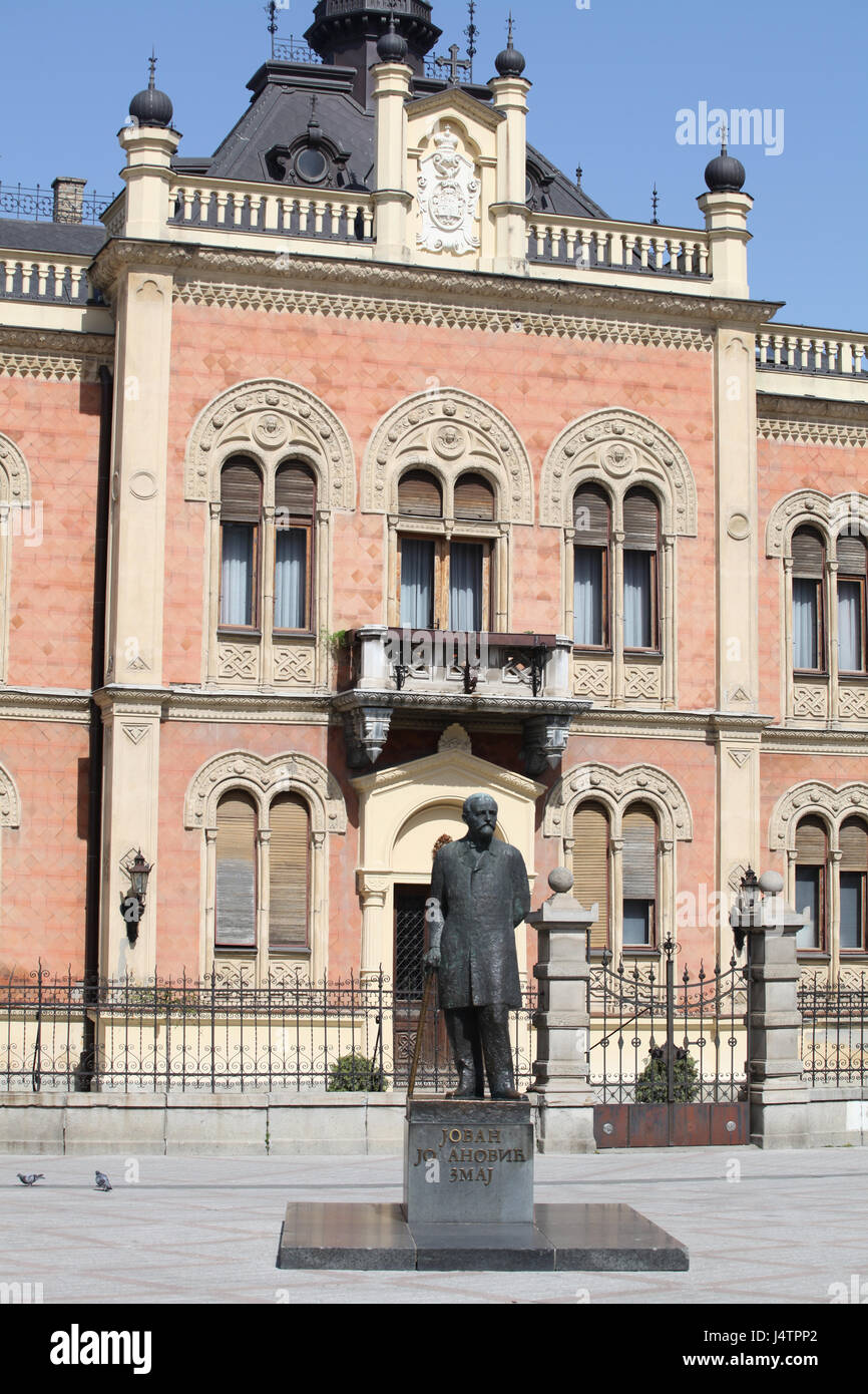 Monument of poet Jovan Jovanovic Zmaj in Old town in Novi Sad - Serbia ...