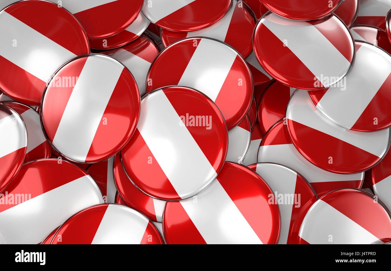 Peru Badges Background - Pile of peruvian Flag Buttons. 3D Rendering Stock Photo - Alamy