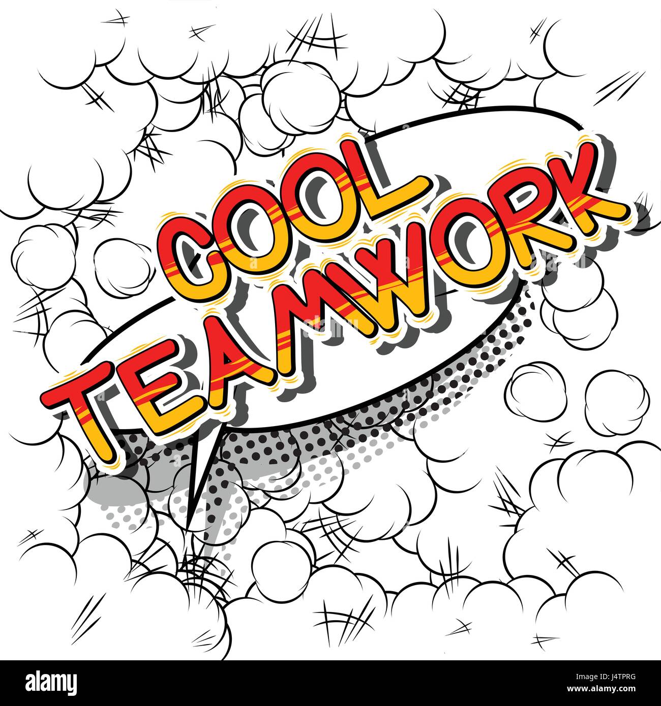 Cool Teamwork - Comic book style phrase on abstract background Stock ...