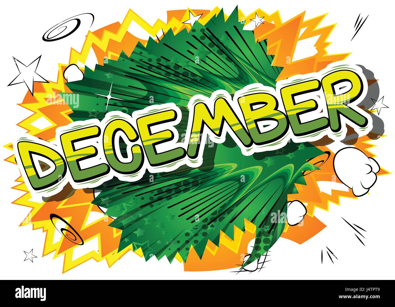 December - Comic book style word on abstract background Stock Vector ...