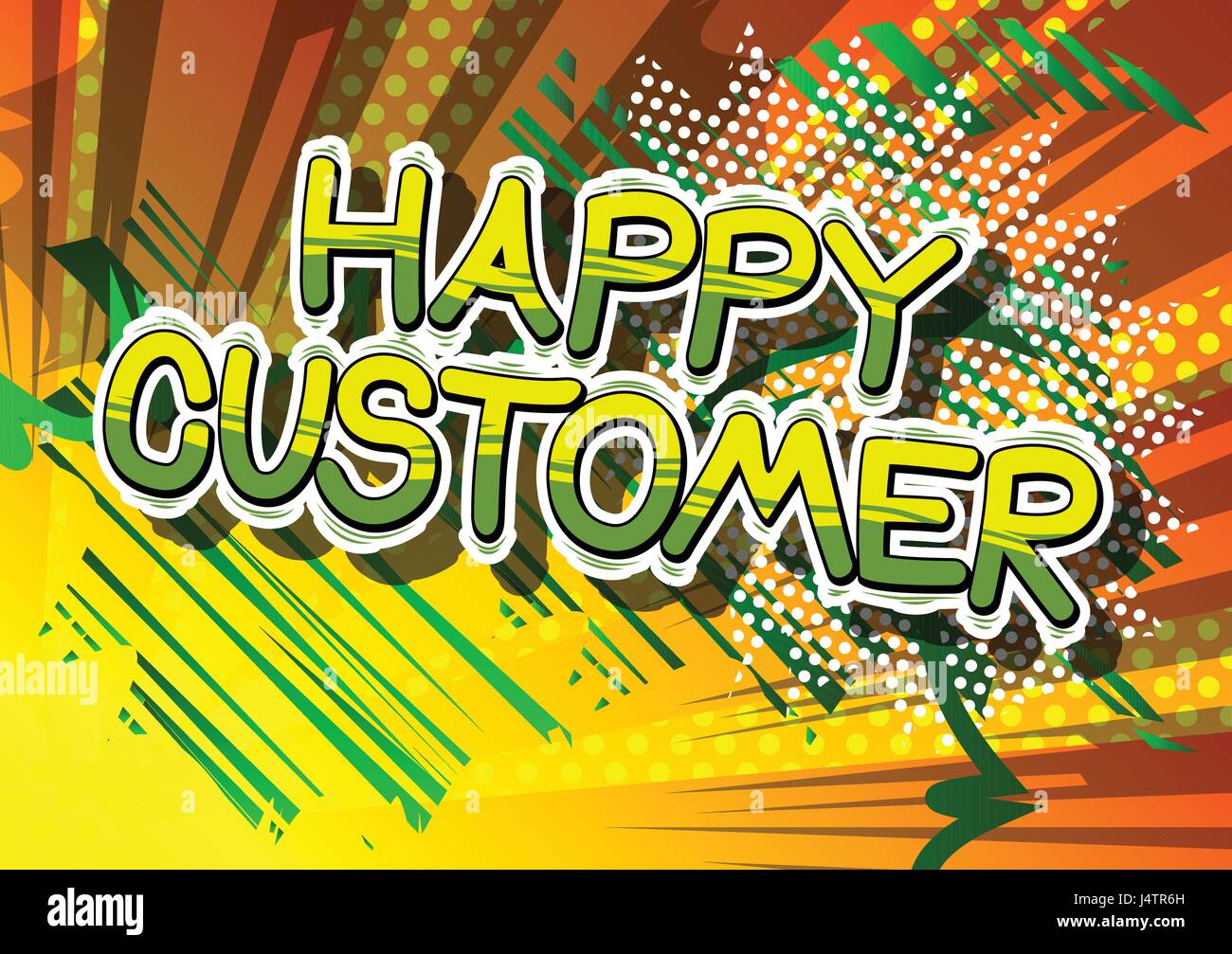 Happy Customer - Comic book style word on abstract background Stock ...
