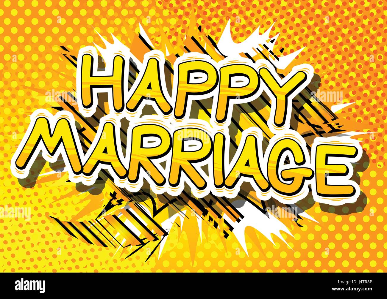 Happy Marriage - Comic book style word on abstract background Stock ...