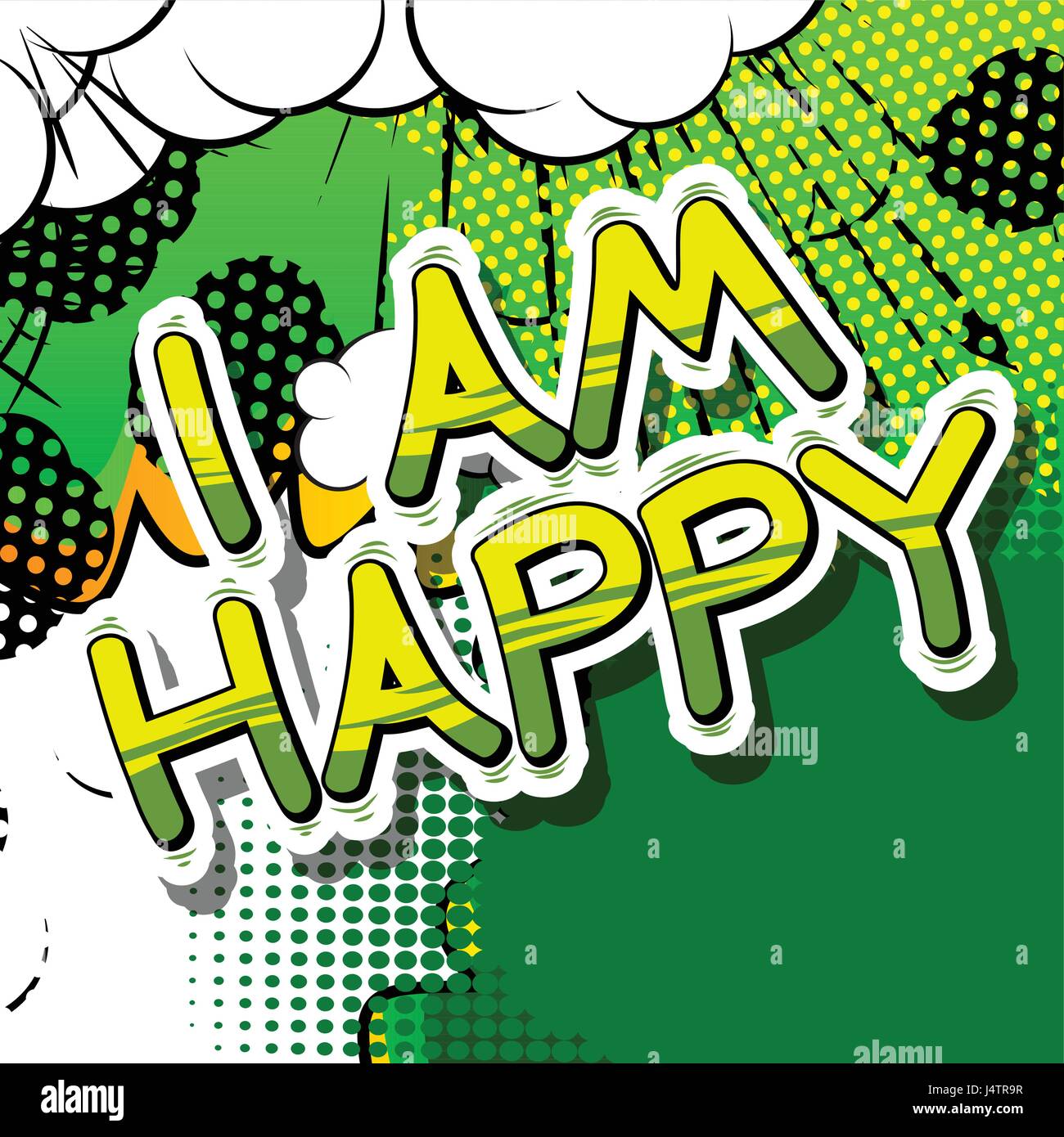 I Am Happy - Comic book style word on abstract background Stock Vector ...