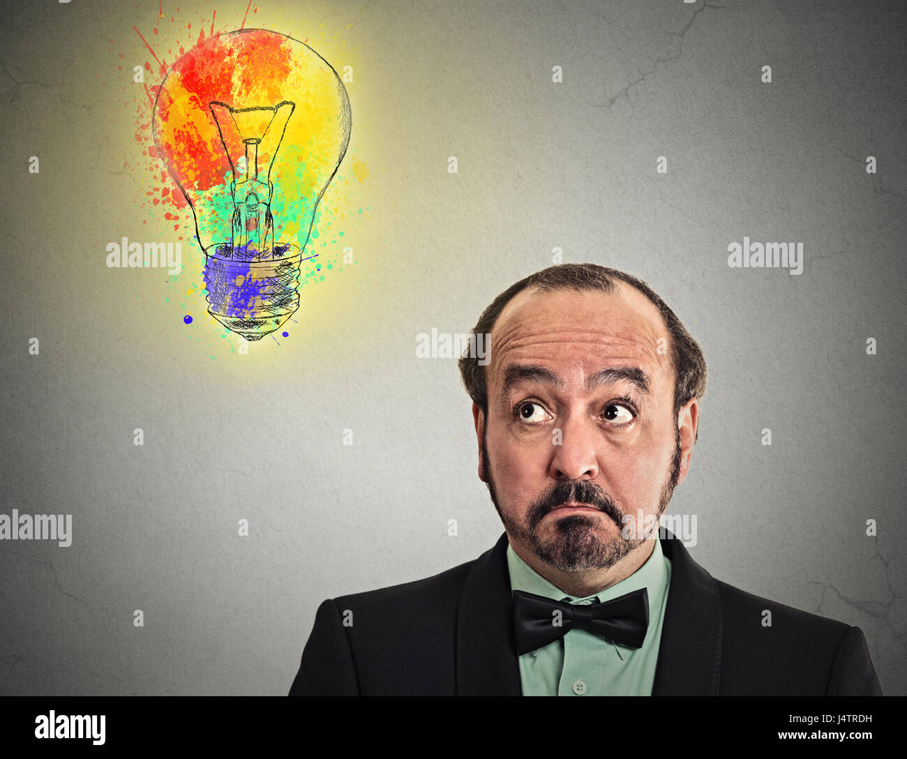 Portrait confused man brilliant idea hi-res stock photography and ...