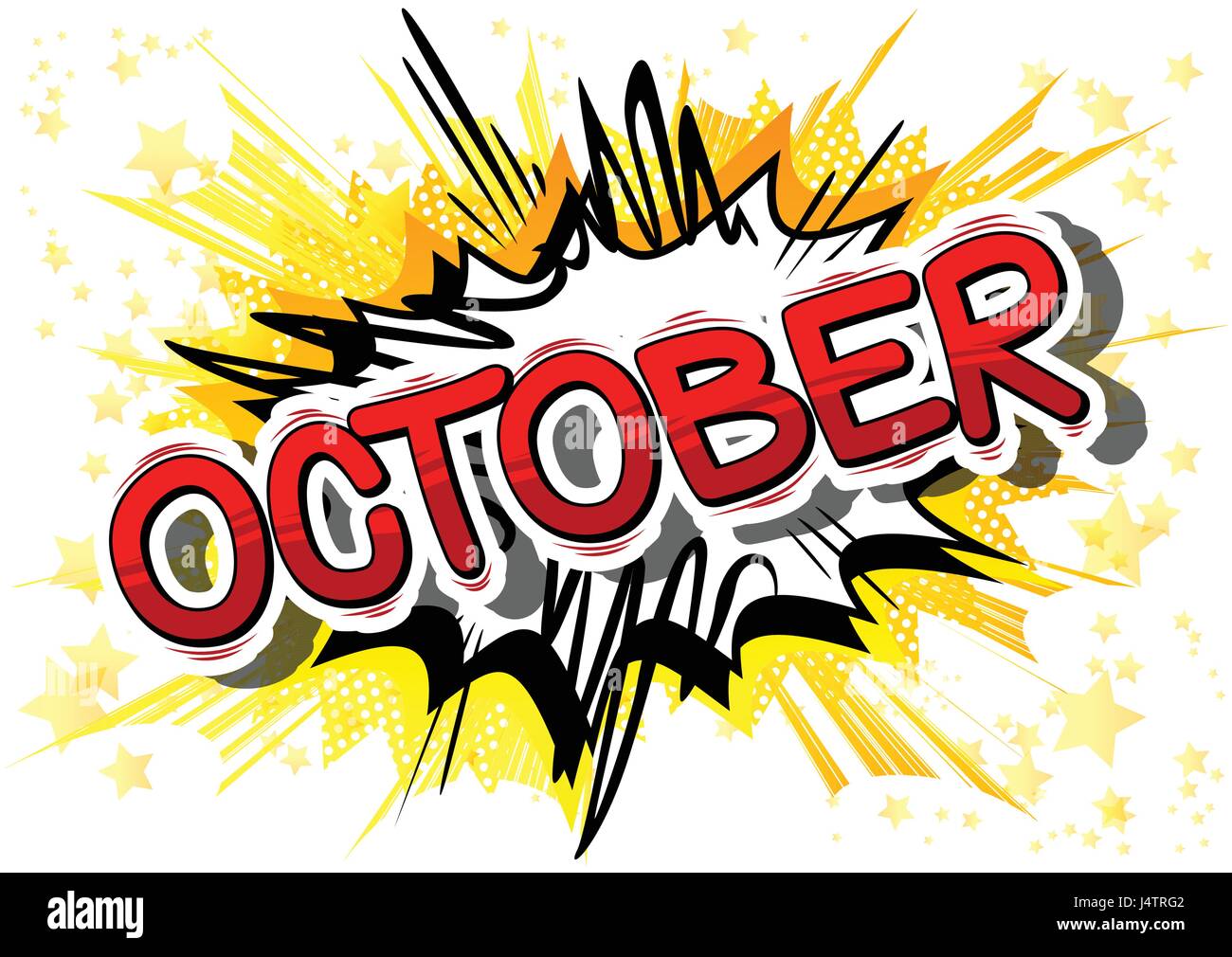 October - Comic book style word on abstract background Stock Vector ...