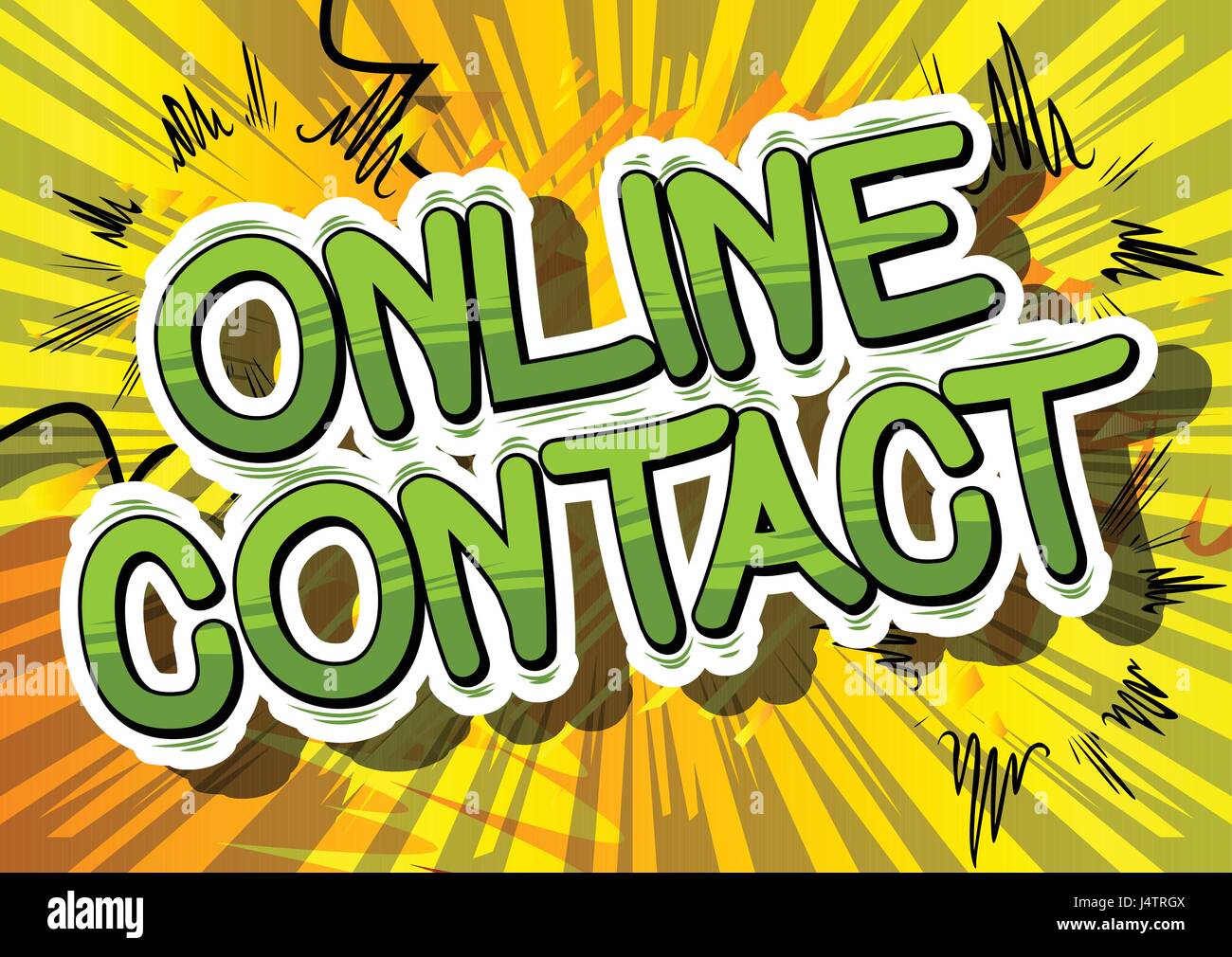 Online Contact - Comic book style word on abstract background Stock ...