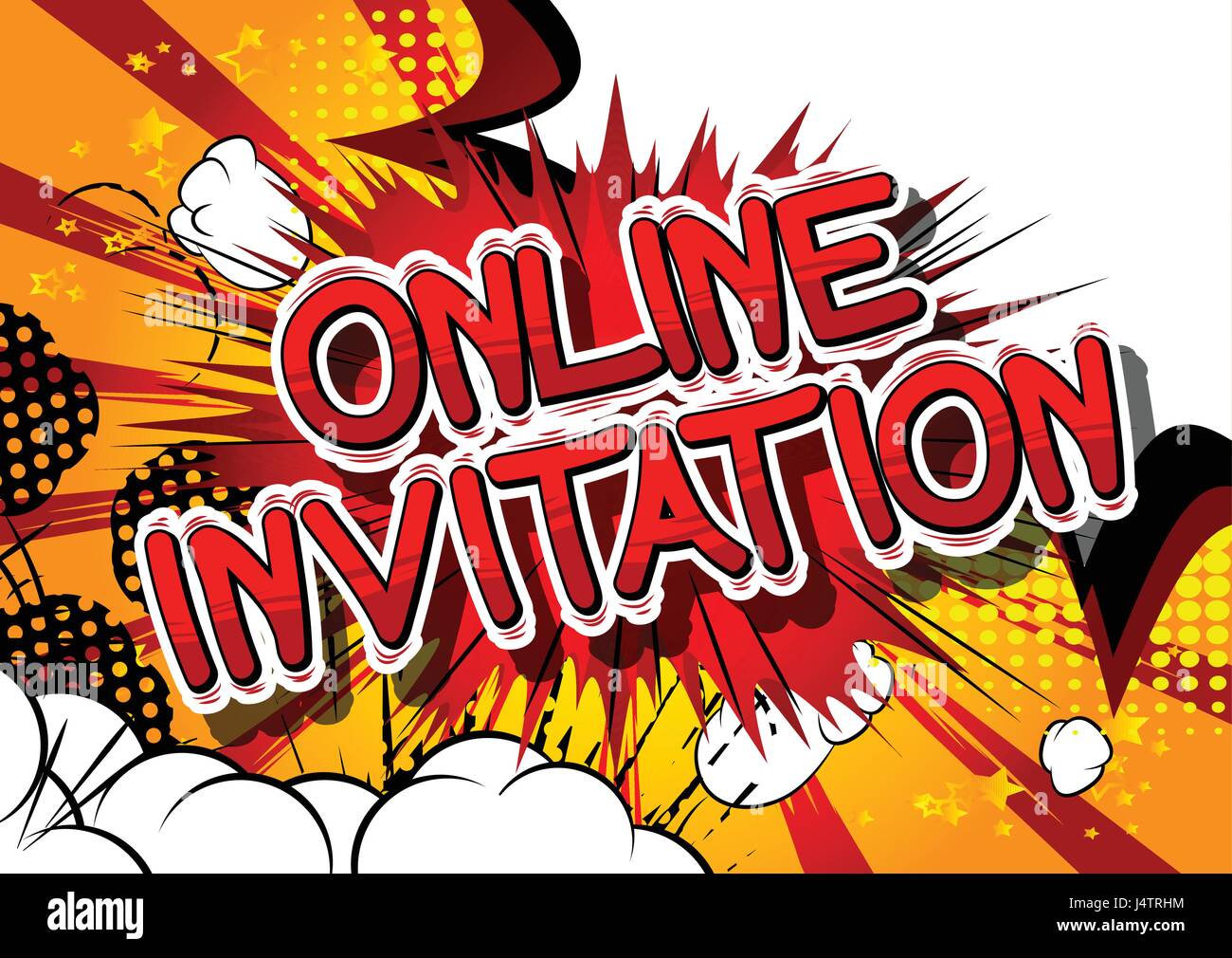 Online Invitation - Comic book style word on abstract background Stock ...