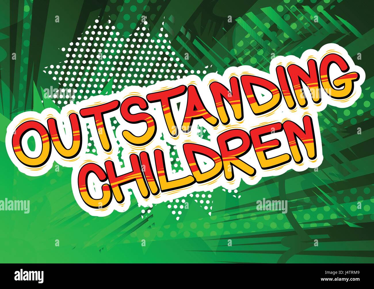 Outstanding Children - Comic book style word on abstract background ...
