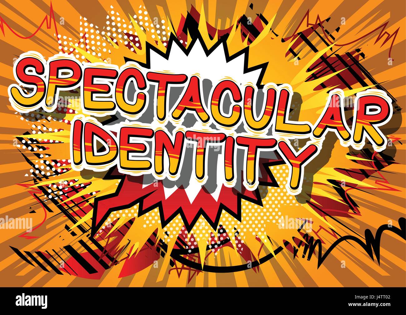 Spectacular Identity - Comic book style word on abstract background ...