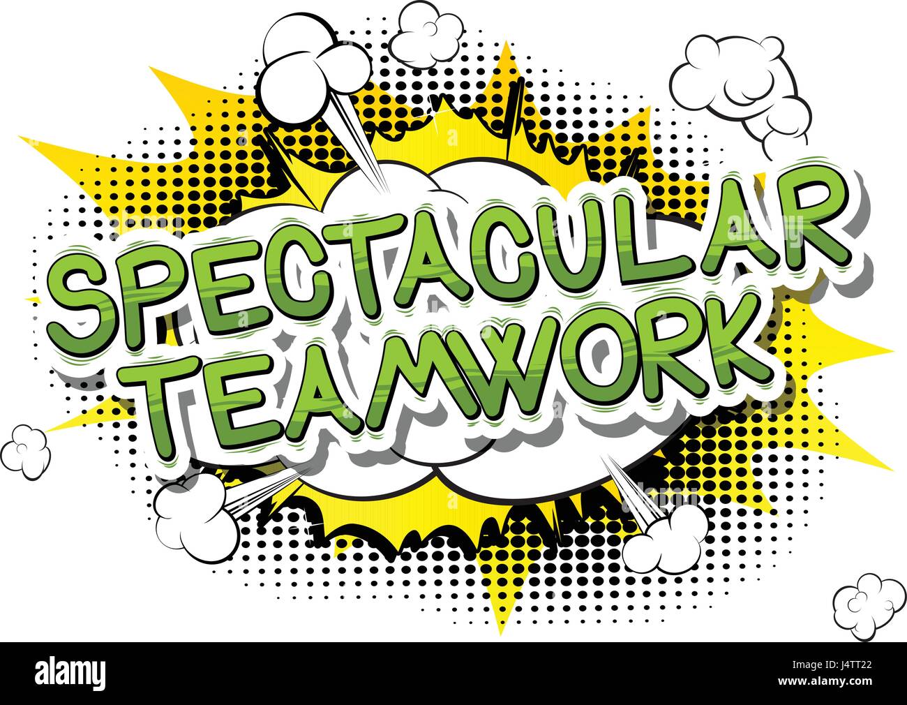 Spectacular Teamwork - Comic book style phrase on abstract background ...