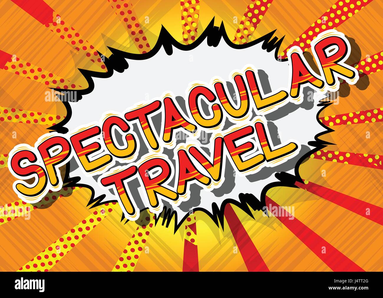 Spectacular Travel - Comic book style word on abstract background Stock ...