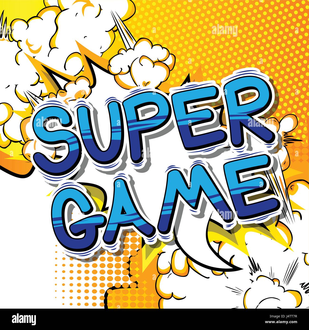 Super Game - Comic book style word on abstract background Stock Vector ...
