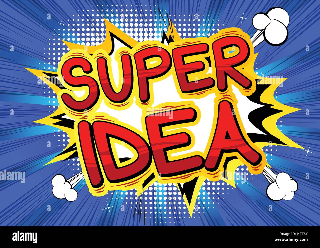 Super Idea - Comic book style phrase on abstract background Stock Vector Image & Art - Alamy