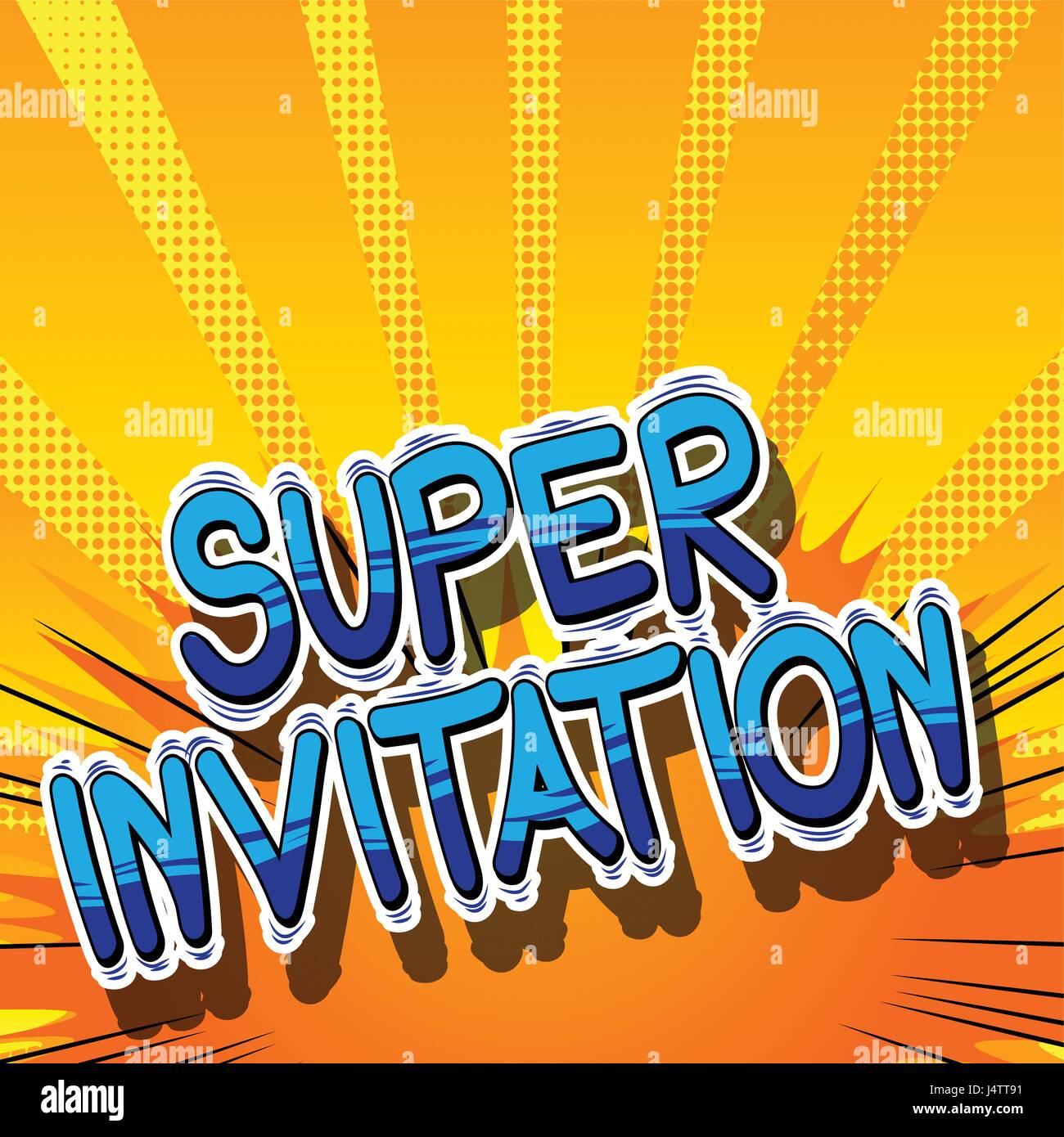Super Invitation - Comic book style word on abstract background Stock ...