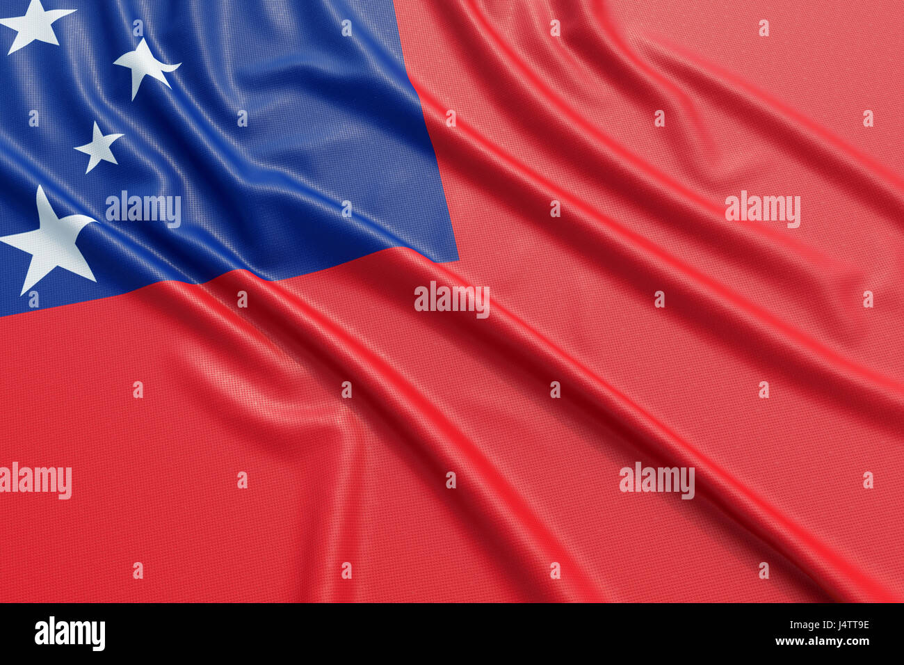 Samoa flag. Wavy fabric high detailed texture. 3d illustration ...